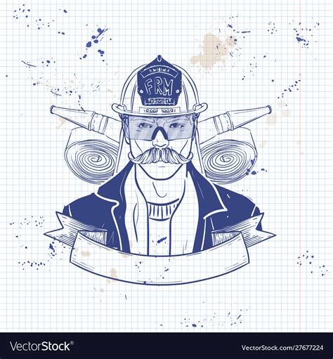 Hand Drawn Sketch Fireman Icon Royalty Free Vector Image
