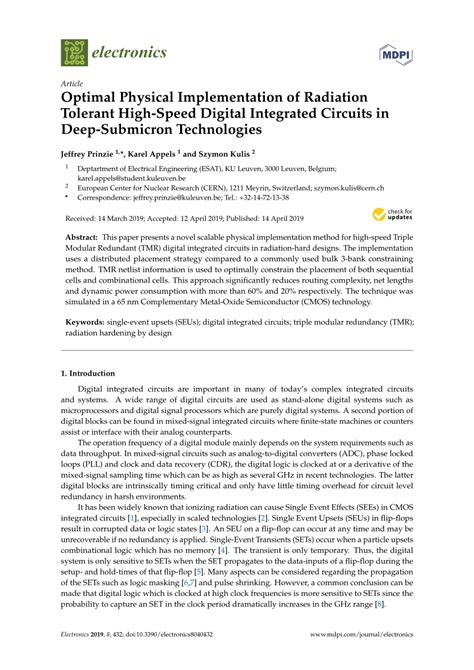 Pdf Optimal Physical Implementation Of Radiation Tolerant High Speed Digital Integrated