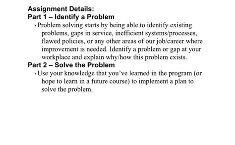 Solved Assignment Details Part Identify A Problem Chegg Com