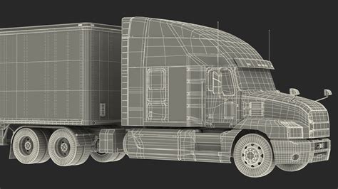 Semi Truck With Trailer Generic Simple Interior Your Design 3d Model