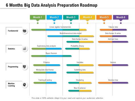 6 Months Big Data Analysis Preparation Roadmap Presentation Graphics