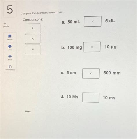 Solved Compare the quantities in each pair. Comparisons: a. | Chegg.com