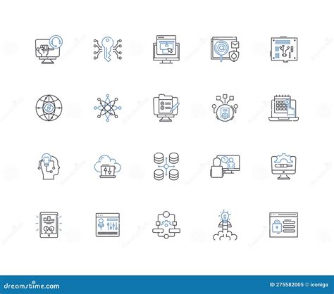 Threat Management Line Icons Collection Risk Security Vulnerability Attack Response