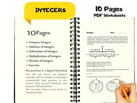Printable Integer Worksheets Etsy