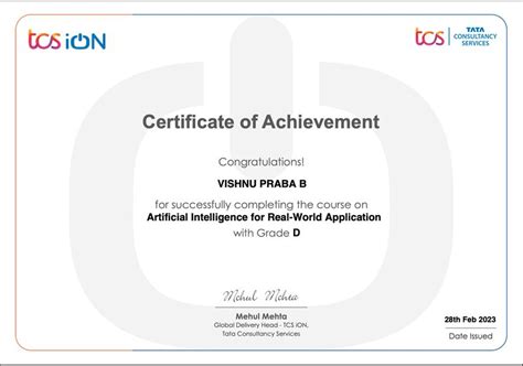 vishnu praba b on linkedin artificialintelligence tcs aicourse