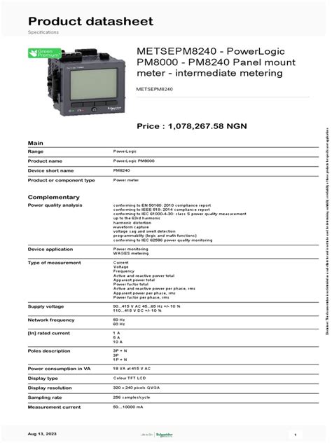 Powerlogic Pm8000 Series Metsepm8240 Pdf Ac Power File Transfer Protocol