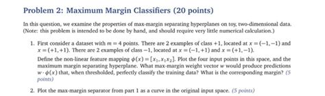 Problem Maximum Margin Classifiers Points In Chegg