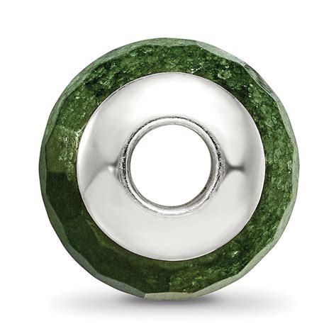 Sterling Silver Reflections Dark Green Quartz Stone Bead Au