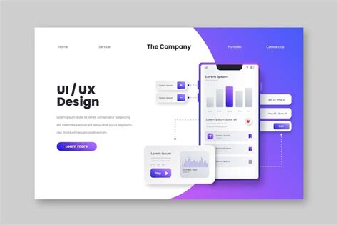Реалистичный шаблон целевой страницы Ui Ux Бесплатно векторы