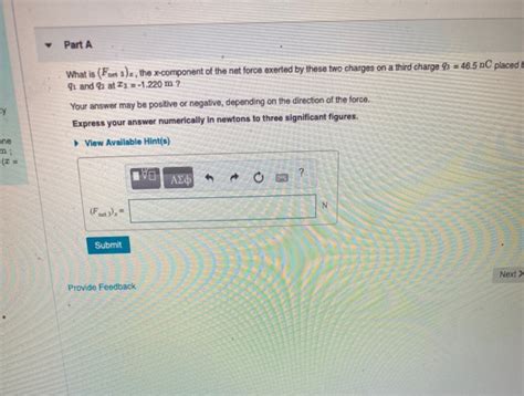solved part a ty what is fet 3 the x component of the net