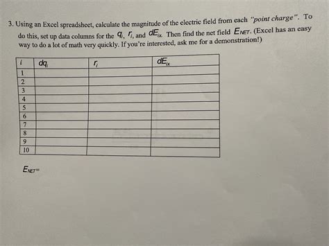 3 Using An Excel Spreadsheet Calculate The