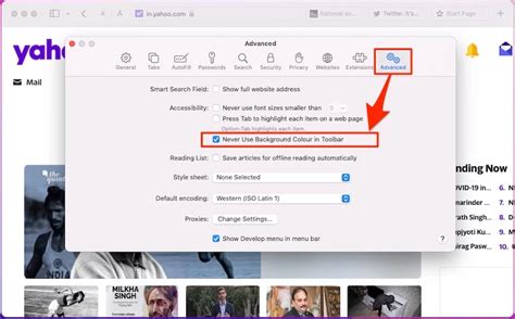 Turn Off Website Background Color In Safari Toolbar In Mac Monterey