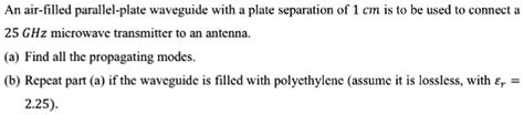 Solved An Air Filled Parallel Plate Waveguide With A Plate Separation