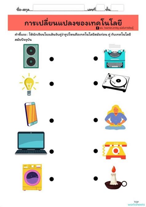 การเปลี่ยนแปลงของเทคโนโลยี ใบงานเชิงโต้ตอบ Topworksheets