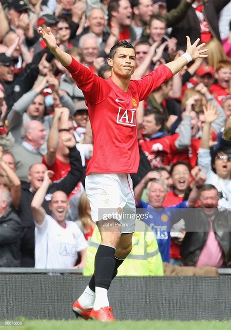 Cristiano Ronaldo Of Manchester United Celebrates Scoring Their First
