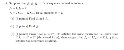 solved 8 suppose that fo f1 f2 is a sequence defined