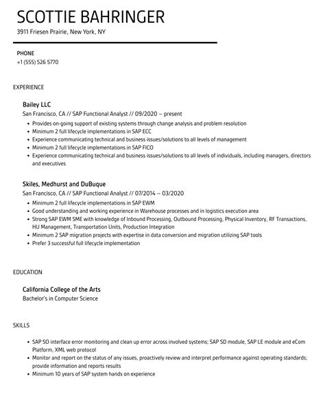 Sap Functional Analyst Resume Samples Velvet Jobs Sap Functional Analyst Resume Samples Velvet Jobs