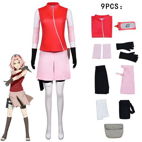 Ninja Shippuden Cos Costume Haruno Sakura Cosplay Costume Full Set