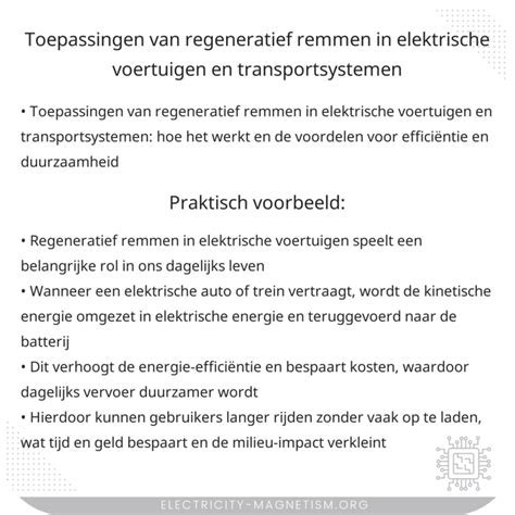 Toepassingen Van Regeneratief Remmen In Elektrische Voertuigen En