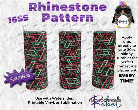 Interlocking Links Red Green On Black Rhinestone Tumbler Template