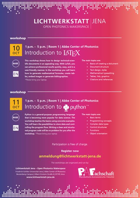 Latex And Python Courses In Cooperation With Lichtwerkstatt Jena Fsr Paf