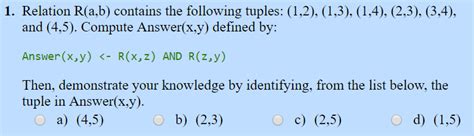 Solved 1 Relation Rab Contains The Following Tuples