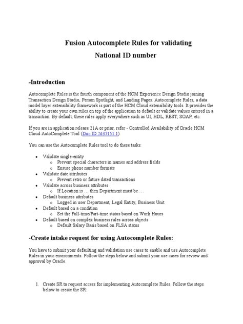 User Guide For Fusion Autocomplete Rules Pdf Cloud Computing Oracle Corporation