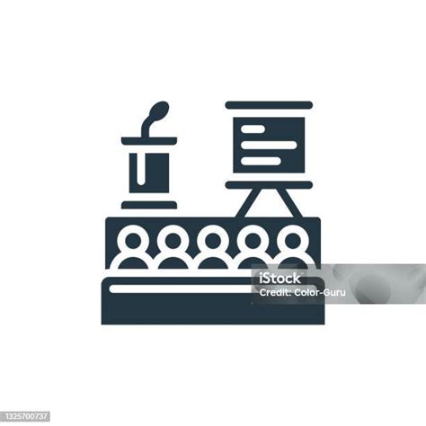 기자 회견 아이콘 웹 사이트 디자인 및 모바일 앱 개발 인쇄를위한 글리프 기자 회견 아이콘 흰색 배경에 격리 된 이벤트 관리 컬렉션에서 기자 회견 아이콘 뉴스레터에 대한