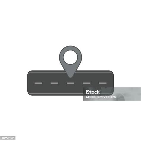 흰색에 도로 및 포인터 아이콘의 평면 디자인 스타일 벡터 개념입니다 컬러 윤곽선 설계도에 대한 스톡 벡터 아트 및 기타 이미지 설계도 신호원 2차 도형 Istock