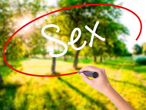 Woman Hand Writing Sex With A Marker Over Transparent Board Stock Photo J Dudzinski