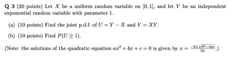 Solved Q Points Let X Be A Uniform Random Variable On Chegg