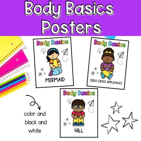 Body Basics Classroom Posters How To Sit 3 Ways Digital Download