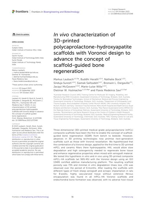 Pdf In Vivo Characterization Of 3d Printed Polycaprolactone Hydroxyapatite Scaffolds With