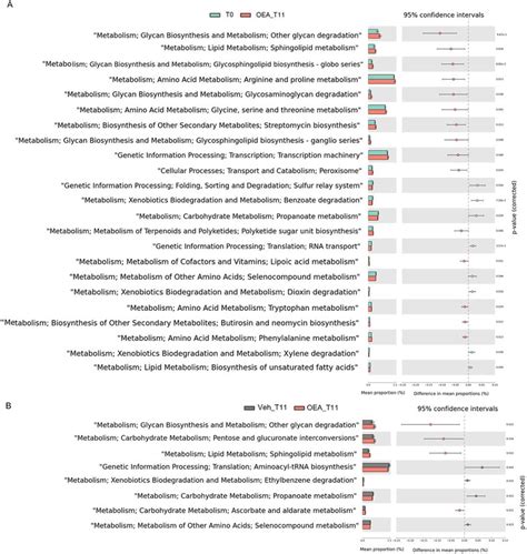 Picrust Functional Analyses Extended Error Bar Plots Representing A