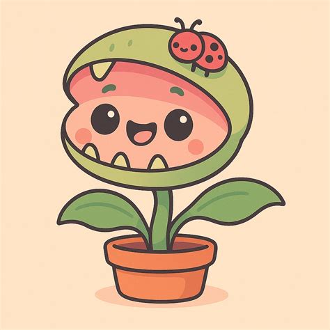 Add A Tiny Cute Bug Friend Sitting On The Venus Flytrap Maintaining