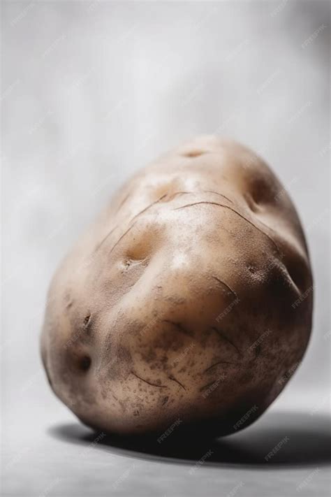 Premium Ai Image A Potato On A Table With A Gray Background
