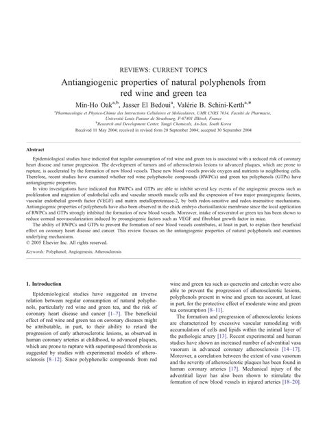 Pdf Oak Mh El Bedoui J Schini Kerth Vb Antiangiogenic Properties Of Natural Polyphenols