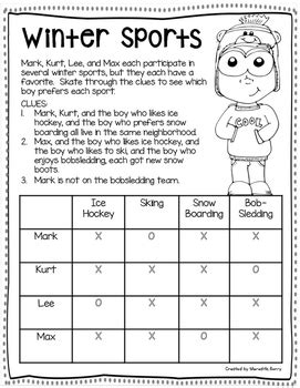 Winter Wonder Logic By Meredith Berry Teachers Pay Teachers