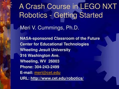 PPT A Crash Course In LEGO NXT Robotics Getting Started PowerPoint Presentation ID 26795