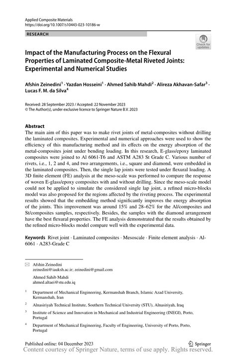 Impact Of The Manufacturing Process On The Flexural Properties Of Laminated Composite‑metal
