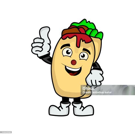 부리토 마스코트 만화 캐릭터 엄지 손가락 그림 플랫 스타일 디자인 템플릿 벡터 감정에 대한 스톡 벡터 아트 및 기타 이미지 감정 거리 굽기 Istock