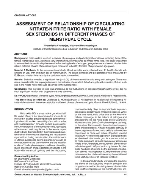 Pdf Assessment Of Relationship Of Circulating Nitrate Nitrite Ratio