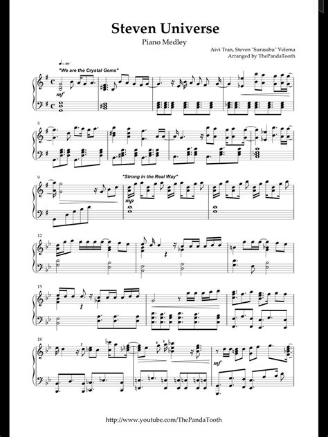 Piano Sheet Music Steven Universe Piano Medley Piano Sheet