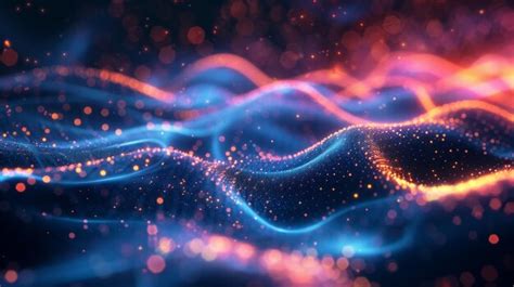 A Wave Of Particles Dynamic Wave On Black Background Big Data