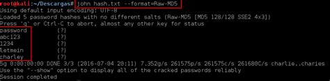 1gb de información Crackeando hashes MD5