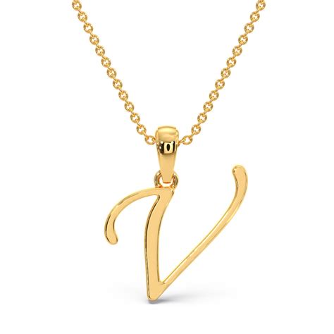 Cursive V Initial Alphabet Gold Pendant Candere By Kalyan Jewellers