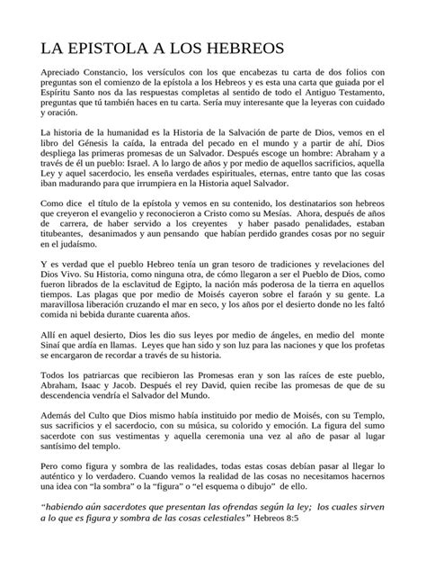 La Epístola A Los Hebreos Fe Y Revelación Pdf Sacerdote Moisés