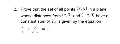 Solved Prove That The Set Of All Points X Y In A Plane Chegg