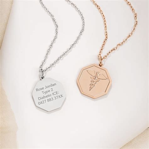Personalized Medical Alert Necklace Engraved Medical Id Tag Emergency