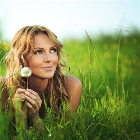 Girl With Dandelion Stock Image Image Of Fashion Blow 9148911